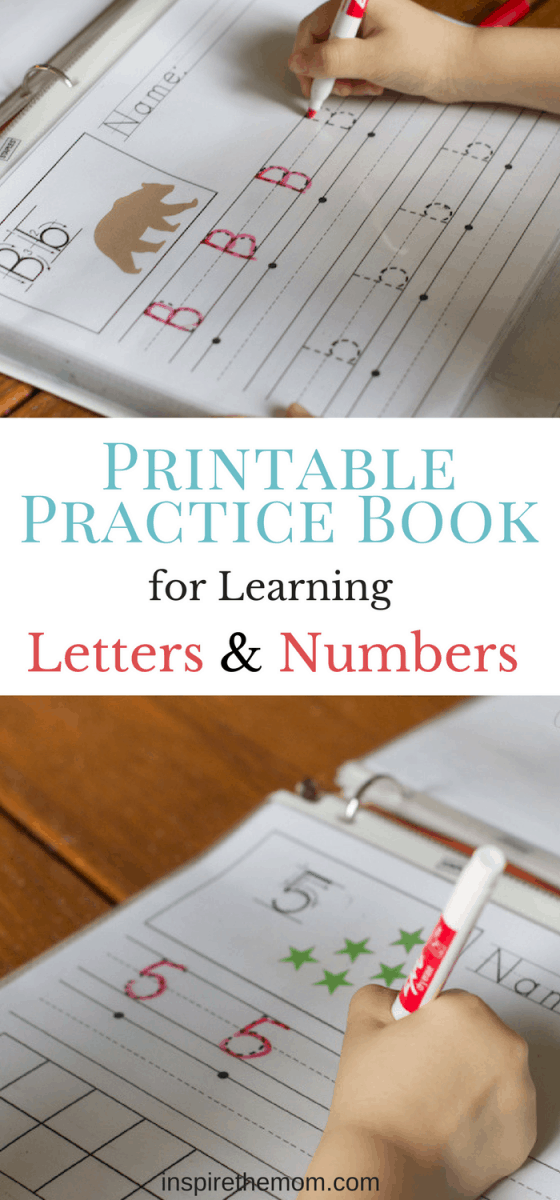 Printable Practice Book for Learning Letters and Numbers