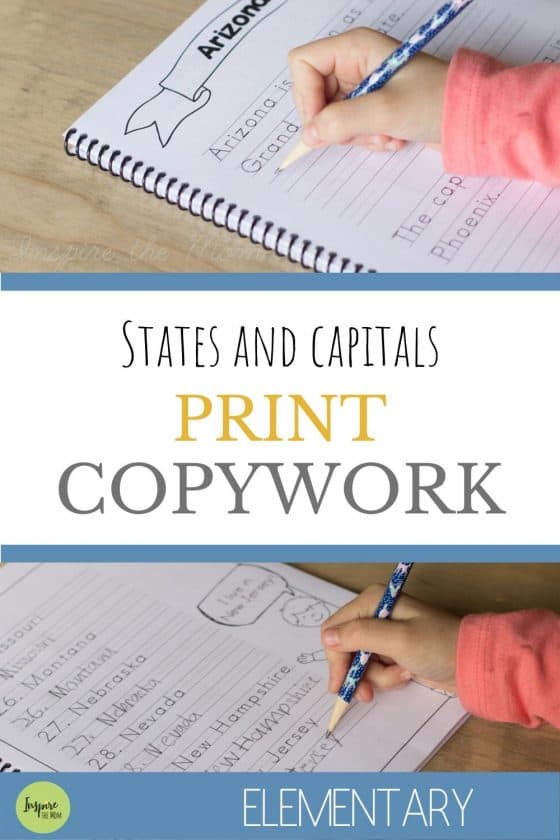 States and Capitals Print and Cursive Copywork