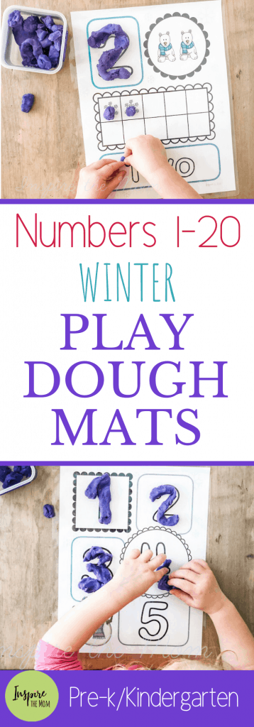 Printable Numbers 1-20 WINTER Play Dough Mats