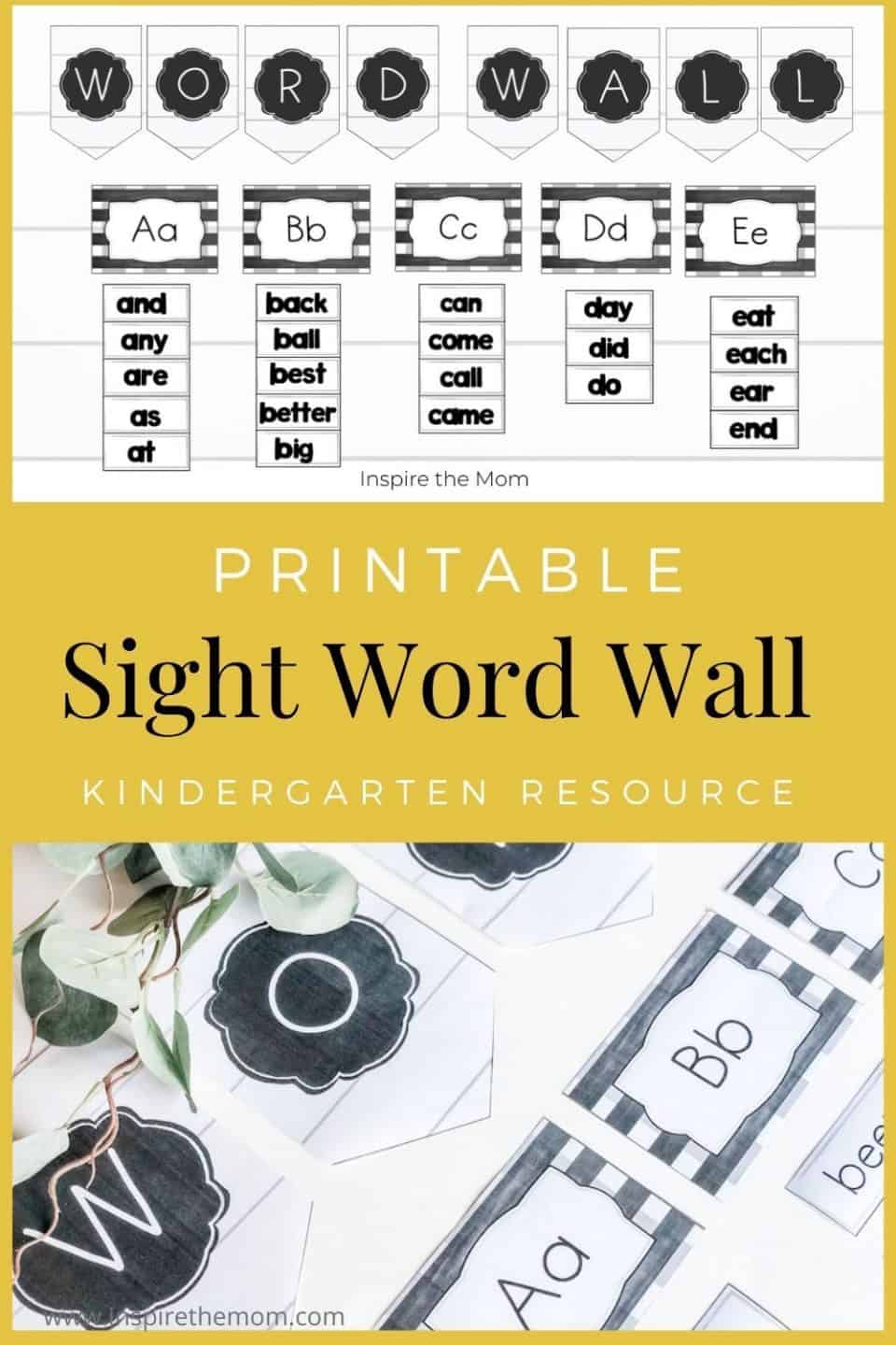 Printable Word Wall for Sight Words
