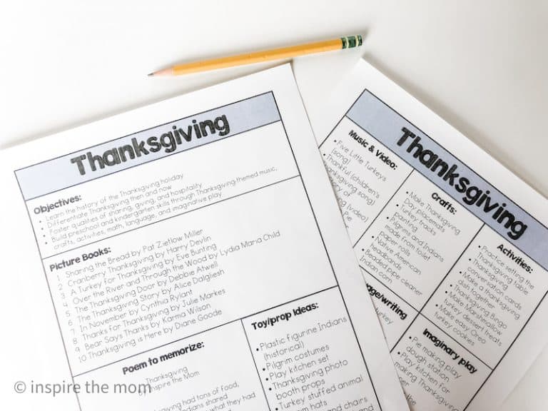 Thanksgiving Activities for Preschool and Kindergarten
