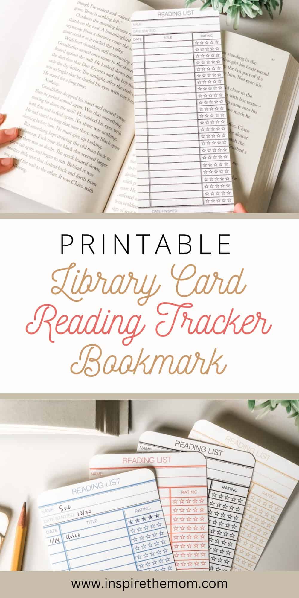 Printable Library Card Bookmarks (Available in Four Colors)